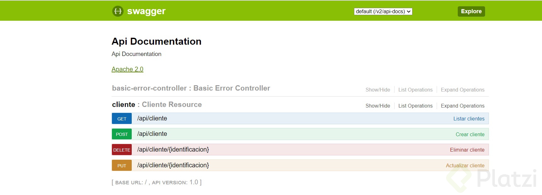 Documentación de los servicios REST con Swagger - Platzi